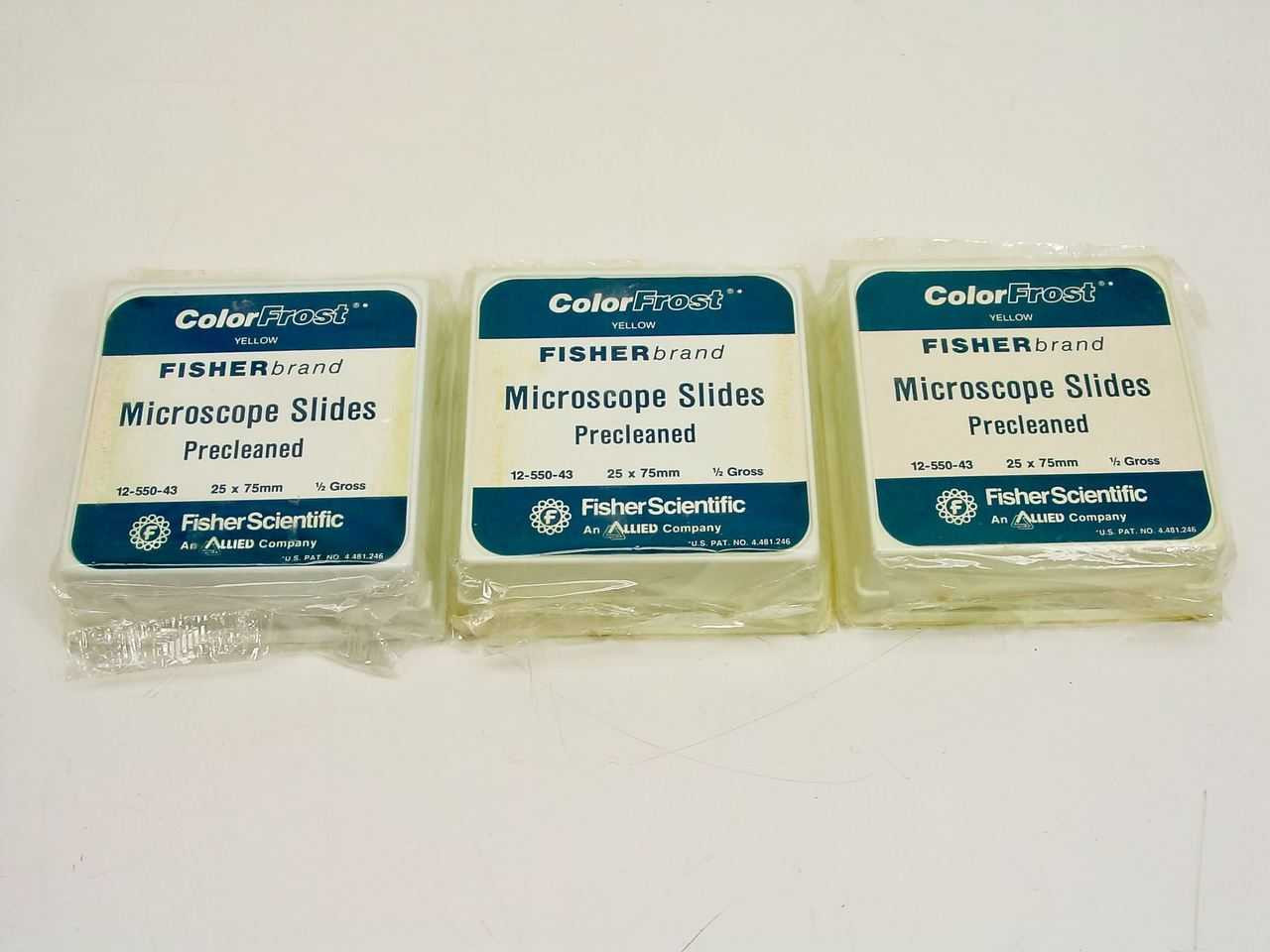 Fisher Precleaned Microscope Slides - Lot of 3 Boxes 12-550-43 YELLOW