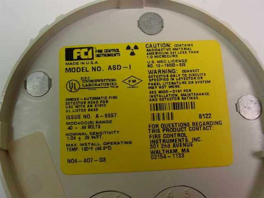 Fire Control Instruments ASD-I Smoke Detector