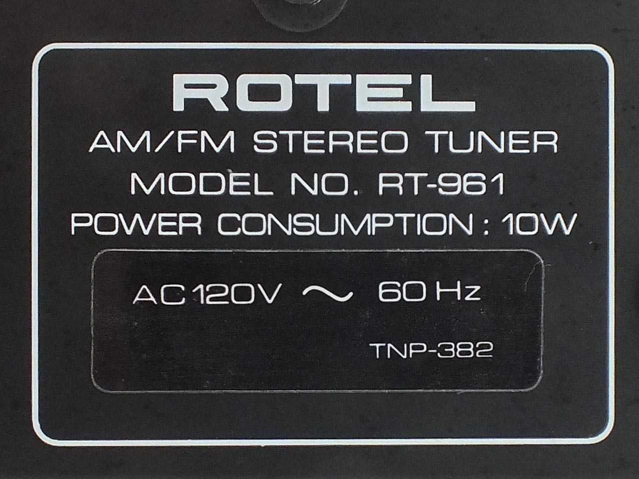 Rotel RT-961 10W AM/FM Radio Stereo Tuner with 30 Programmable Station ...