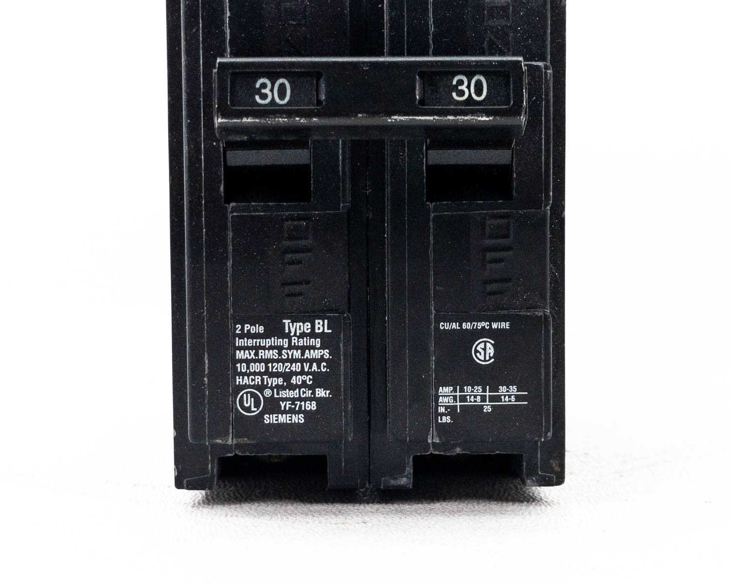 Siemens B230 Miniature Circuit Breaker 30 Amps, 120/240 Volt AC, 2 Poles