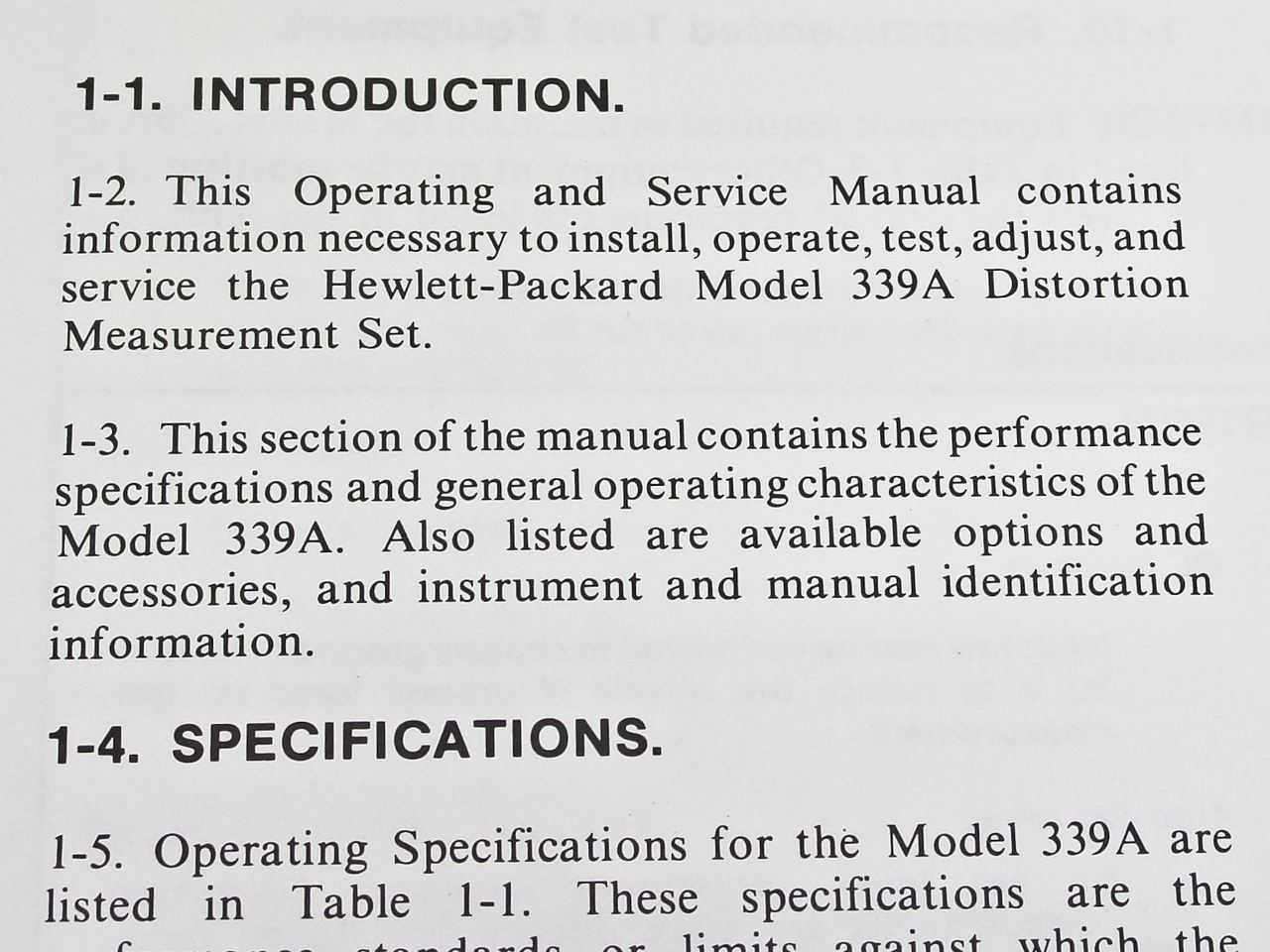 HP 339A Distortion Measurement Operating & Service Manual