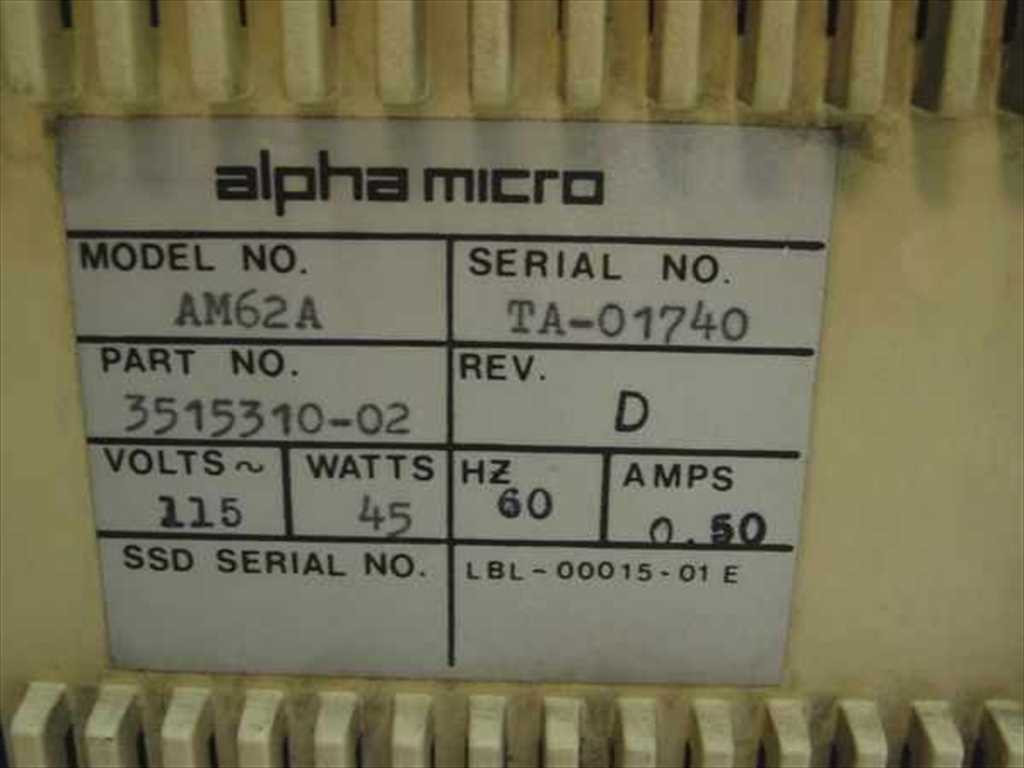 Alpha Micro AM62A 12" Terminal - Yellow Case