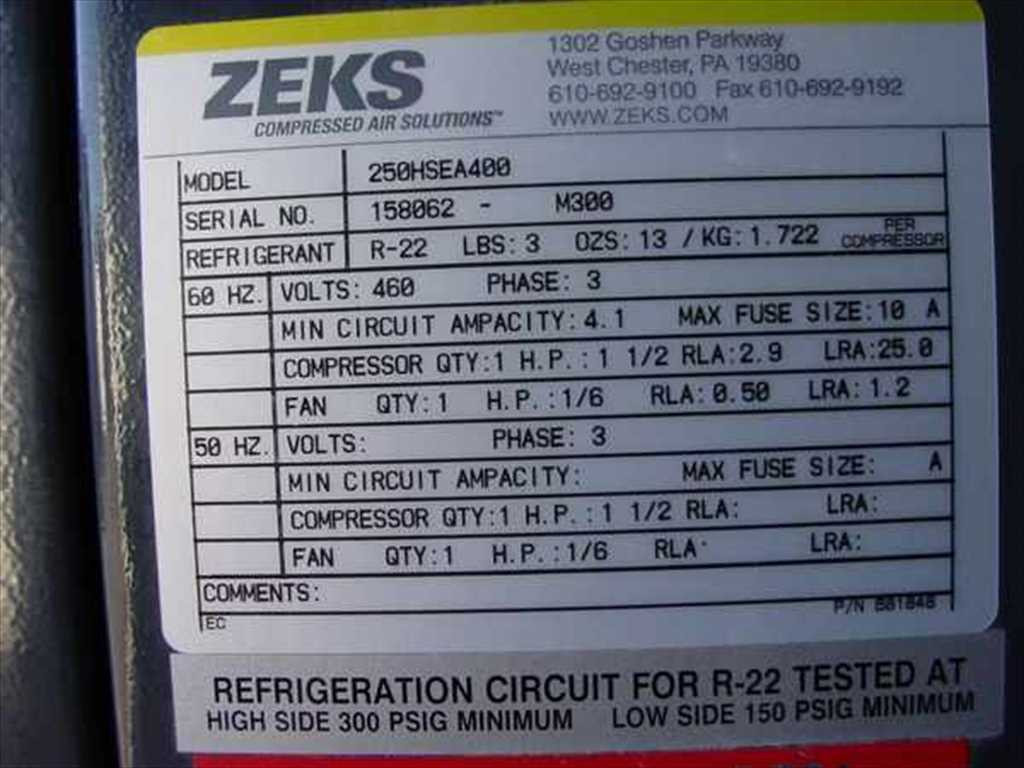 Zeks 250HSEA400 ZEKS Heatsink Air Dryer