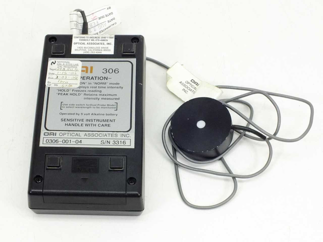 OAI Model 306 Handheld UV Intensity / Power Meter with 0306-001-04 ...