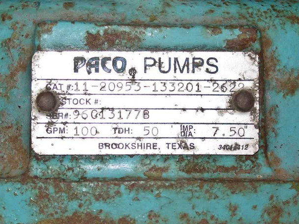 PACO Centrifugal Pump LF Frame Mounted End Suction 3-HP 100 GPM 3-Phase ...