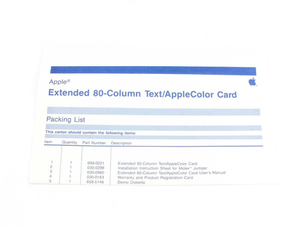 Apple Vintage IIe Extended 80-Column Text/AppleColor RGB Card w/ Box ...