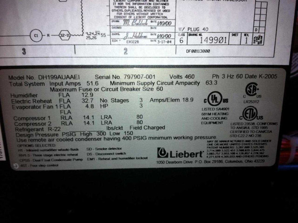 Liebert Deluxe System 3 CRAC Clean Room Air Conditioning System w ...