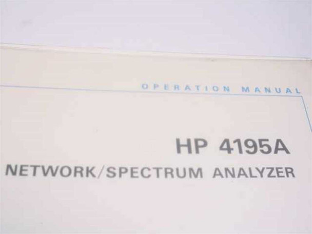 HP 4195A Network Spectrum Analyzer Operation Manual