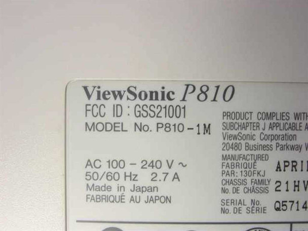 Viewsonic P810 21" SVGA Monitor
