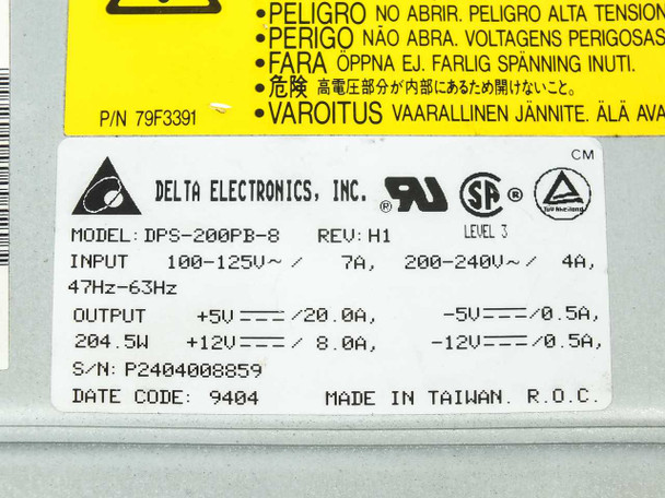 Delta Electronics DPS-200PB-8 200W AT Power Supply with Cable Switch