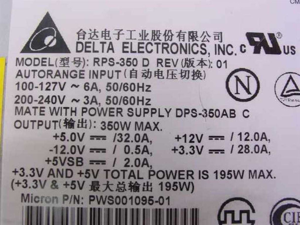 Delta RPS-350 D Power Supply Housing for Server - DPS-350AB D PSU ...