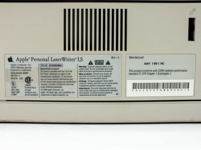 Apple M2000 Personal LaserWriter LS Printer May 1991 M8026G/A - NO ...