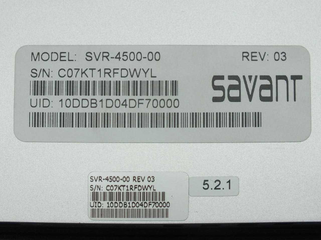 Savant SVR-4500-00 Savant Host User Interface Server with RCK-3000-02 ...