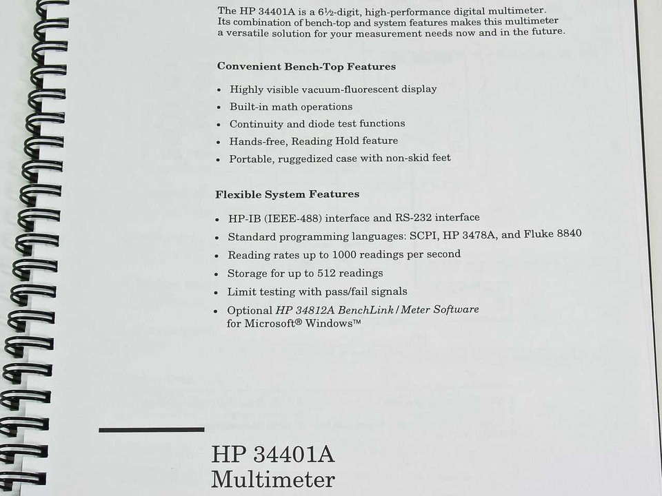 HP 34401-90013 34401A Multimeter Service Guide