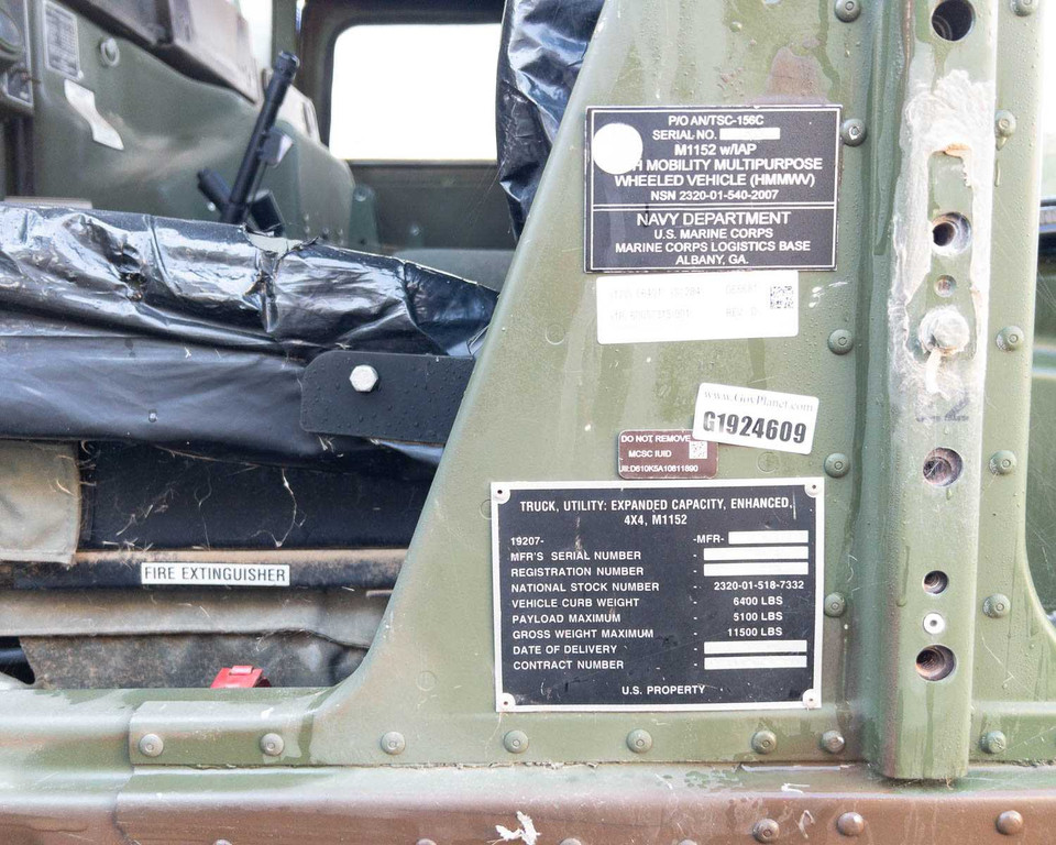 AM General M1152 2007 HMMWV 6.5L Turbo OD USMC Military Humvee Soft Top ...