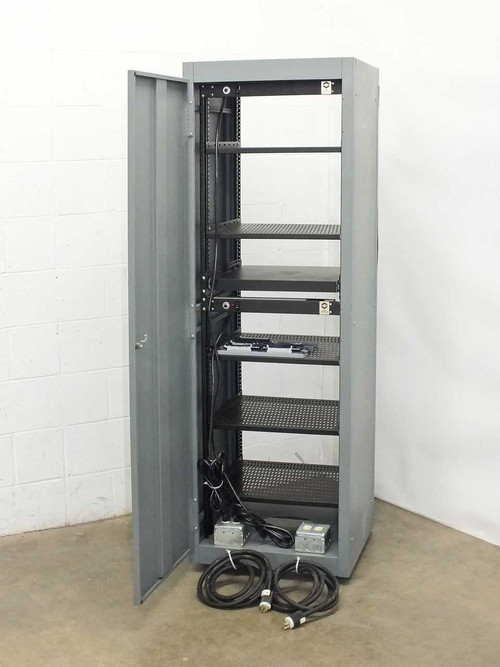 Mobile 35U Rack Mount Case with Shelves Power Castors