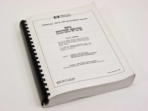 HP 8567A Spectrum Analyzer 10 kHz-1.5 GHz Operations, Tests ...
