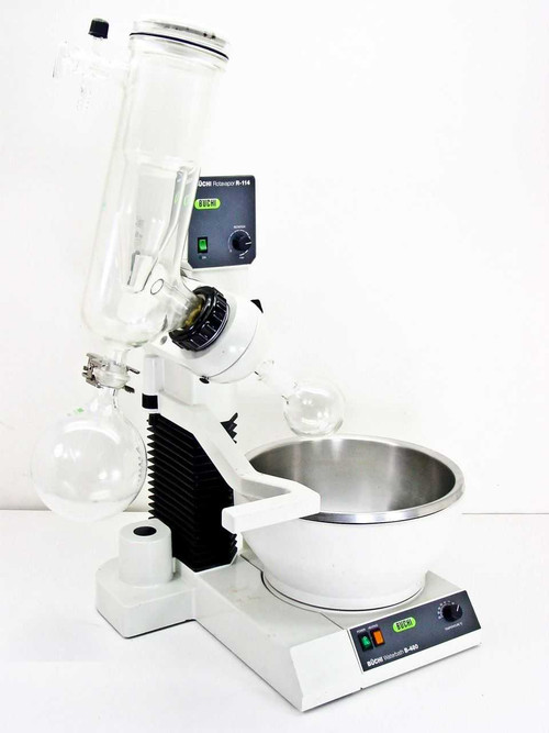 Buchi R-114 Rotovapor Evaporator w/ B-480 Heated Waterbath and Glassware