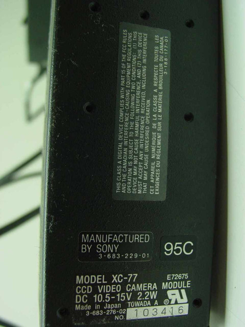 Sony XC-77 CCD Machine Vision Camera w/ DC-77RR Power Supply