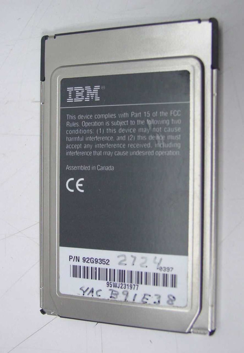 IBM 92G9352 PCMCIA Auto 16/4 Card Only