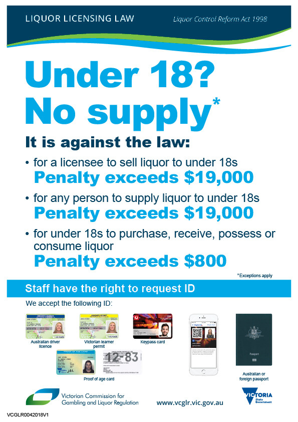 VIC Licensed Venue Liquor Signage