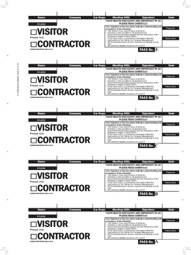 Visitor/Contractor Sign-in Slips