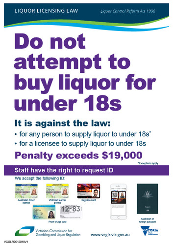 VIC Licensed Venue Liquor Signage