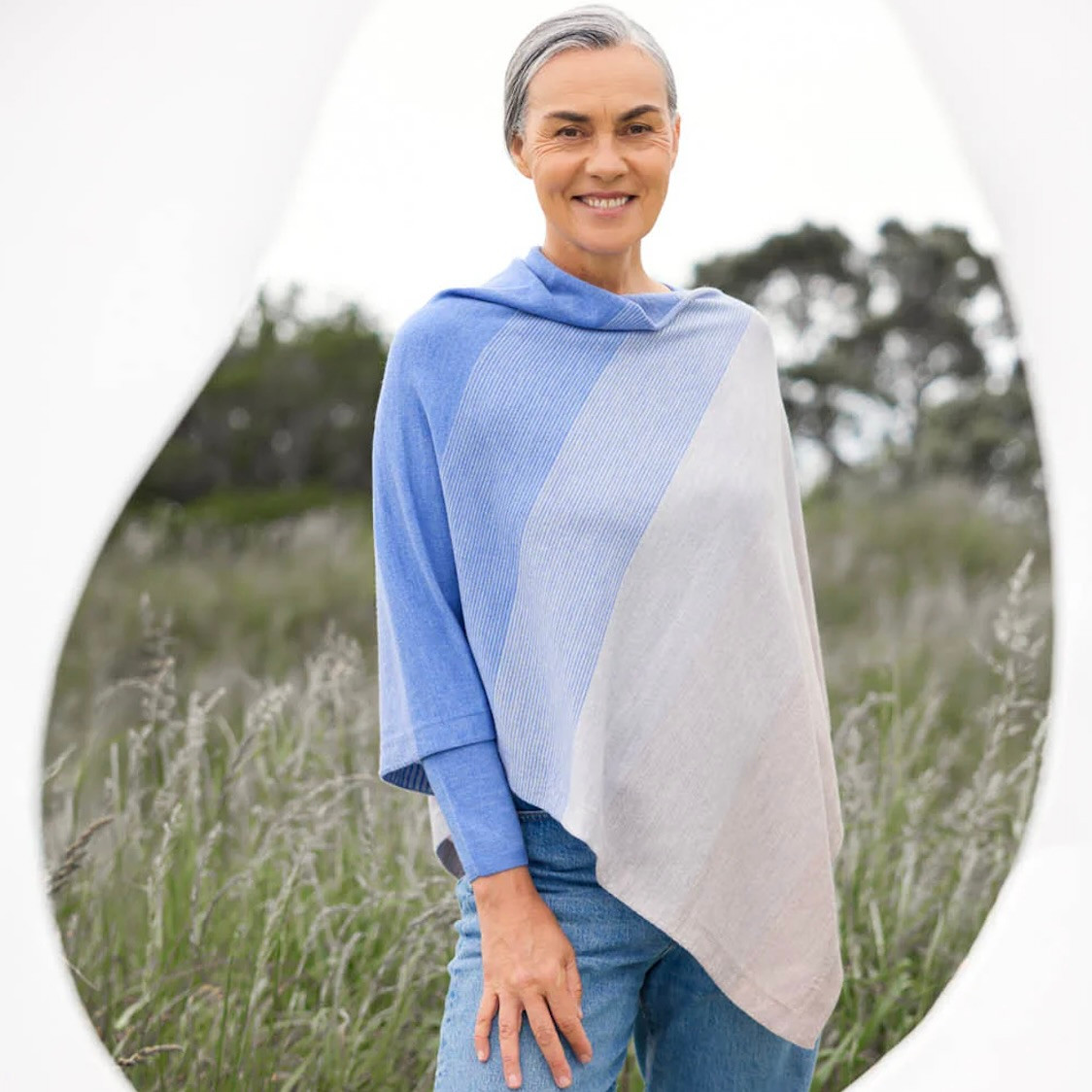 Royal Merino | Graduated Stripe Poncho