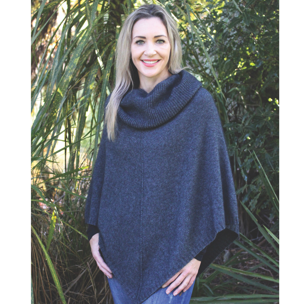 Zinity - Merino & Possum Cowl Neck Poncho | Women's