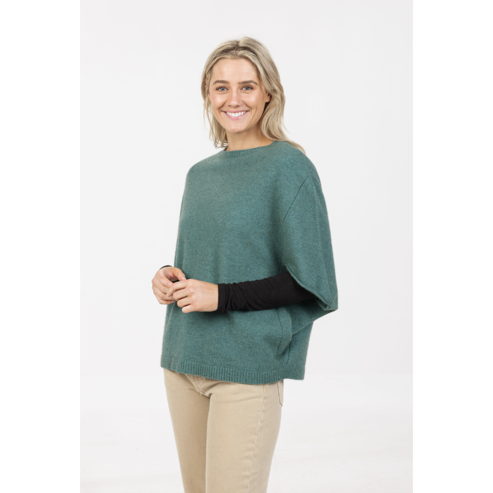 Native World | Merino & Possum Split Sleeve Poncho | Women's Knitwear
