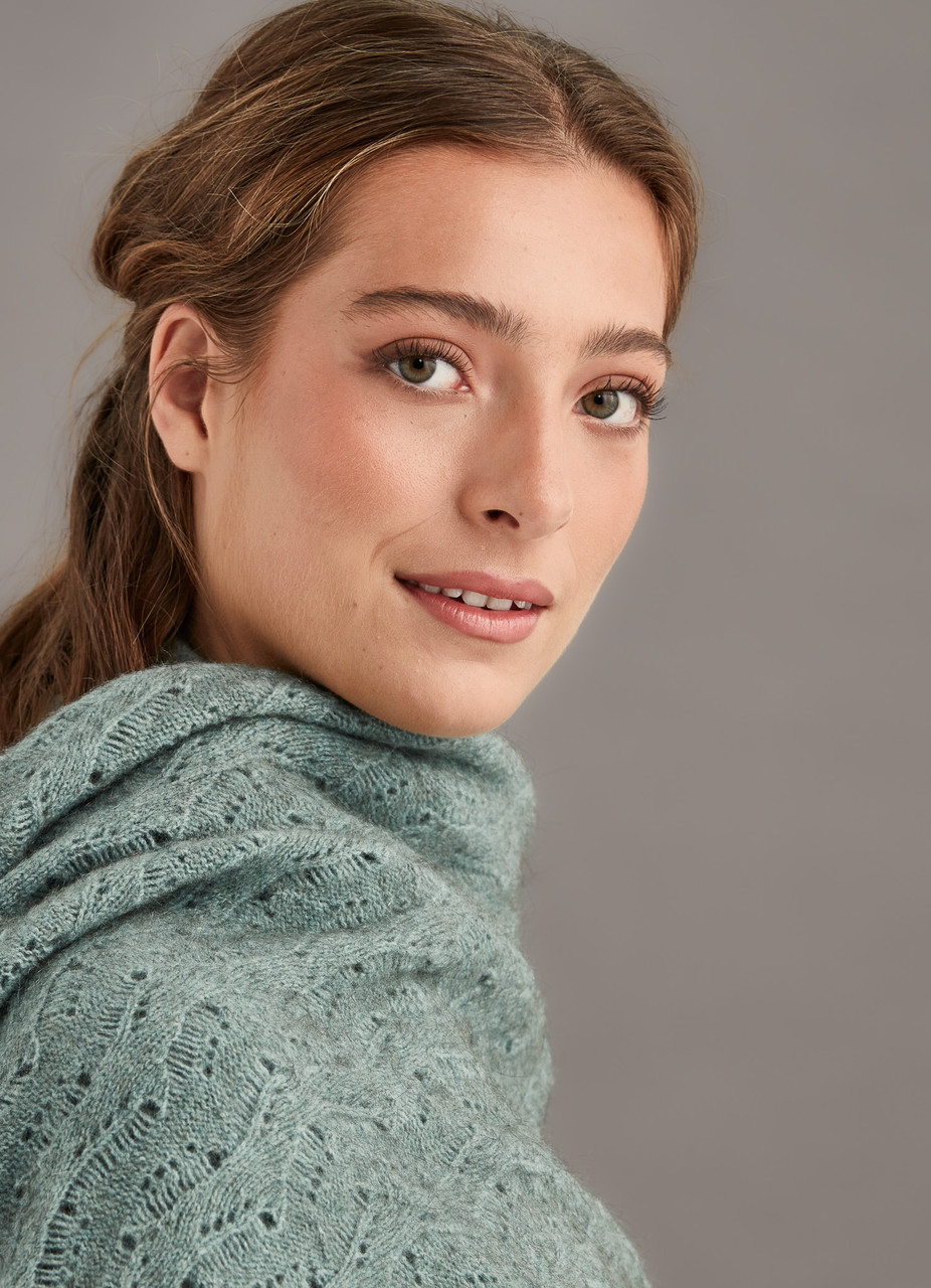 McDonald - Merino & Possum Herringbone Lace Shawl - The Tin Shed