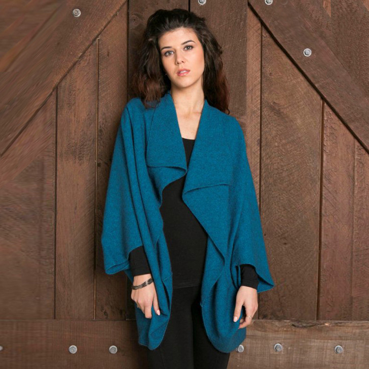 Koru Merino - Possum Moss Stitch Shrug - The Tin Shed