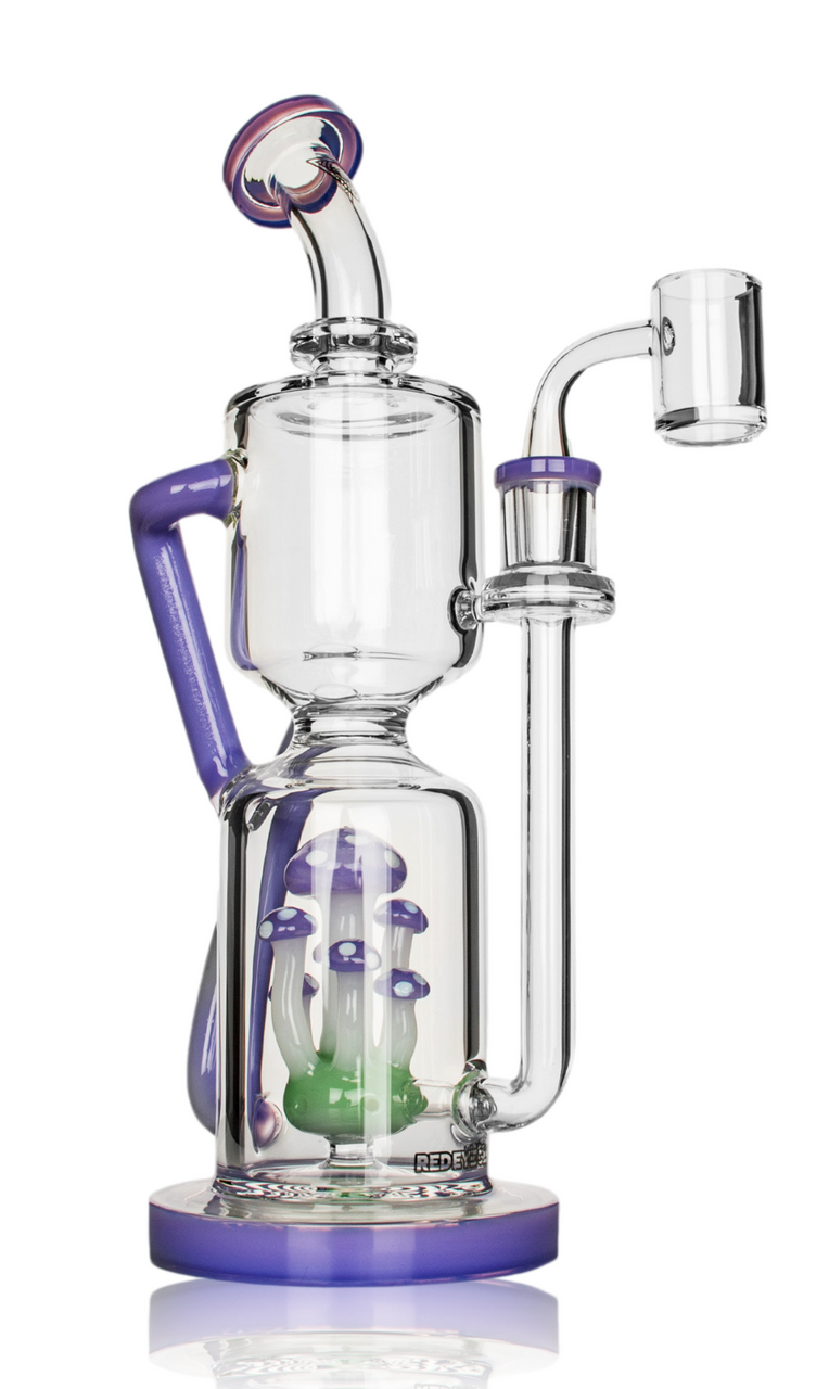 12" Red Eye Glass Purple Slyme Teacher Recycler With 5 Hole Mushroom ...