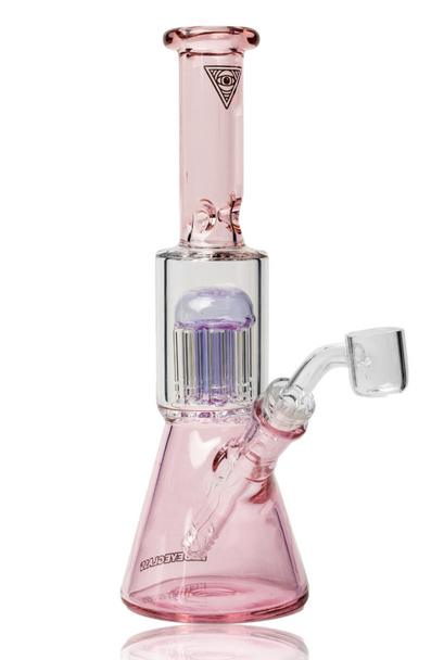 Red Eye Glass 8.5" Pink Dual Chamber Beaker Rig With 8 Arm Tree Perc ...