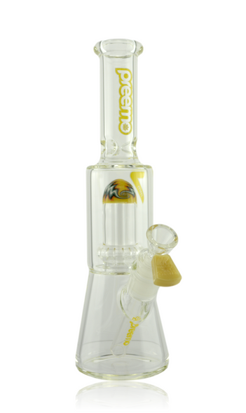 11" Preemo Glass Showerhead Beaker Tube - Yellow Logo & Accents - The ...