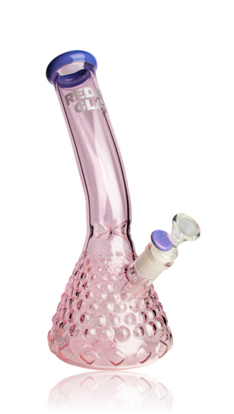 12" Red Eye Pink Cronus Lean Back Beaker With Textured Base - The Next ...