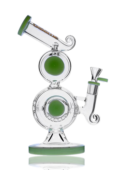 10" Preemo Glass Slime Green Double Drum Bubbler - The Next Level Inc.