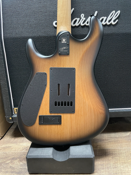 Ernie Ball Music Man Jason Richardson Cutlass 6 Buckeye Burl Black Burst