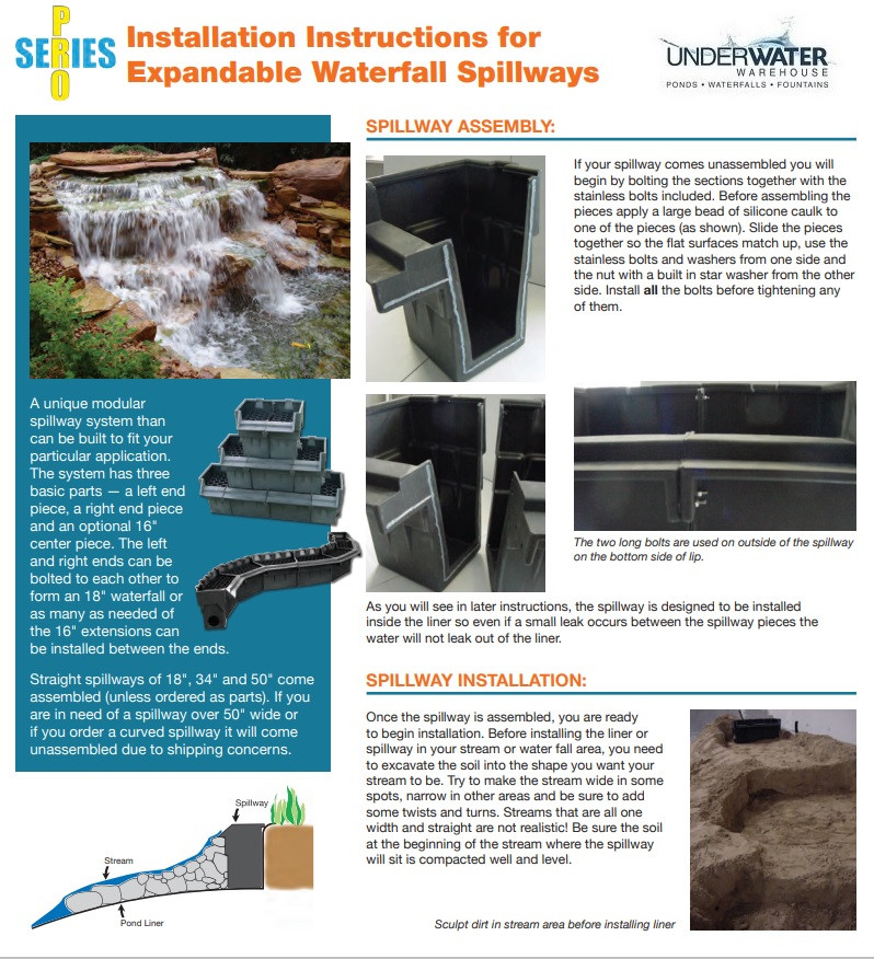 EasyPro Outward Curving Waterfall Extension - 16" | Modular Spillway ...