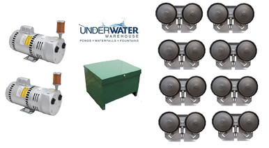 3/4 HP Rotary Vane Dual Compressor System - 8 Diffusers - Underwater ...