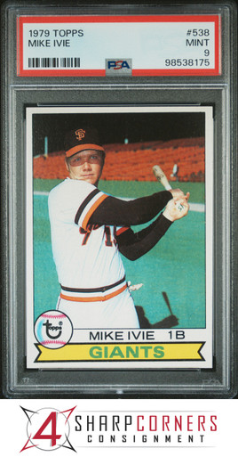 1979 TOPPS #538 MIKE IVIE GIANTS PSA 9 B4232683-175 - 4 Sharp Corners
