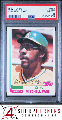 1982 TOPPS #633 MITCHELL PAGE ATHLETICS PSA 8 - 4 Sharp Corners