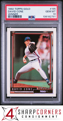 1992 TOPPS GOLD WINNER #195 DAVID CONE METS POP 1 PSA 10 - 4 Sharp Corners