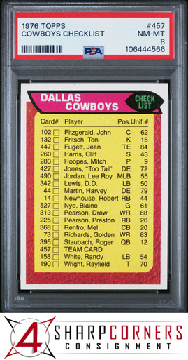 1976 TOPPS #457 DALLAS COWBOYS CHECKLIST PSA 8 - 4 Sharp Corners