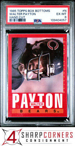 1985 TOPPS BOX BOTTOMS HAND CUT #N WALTER PAYTON BEARS HOF PSA 6 - 4 ...