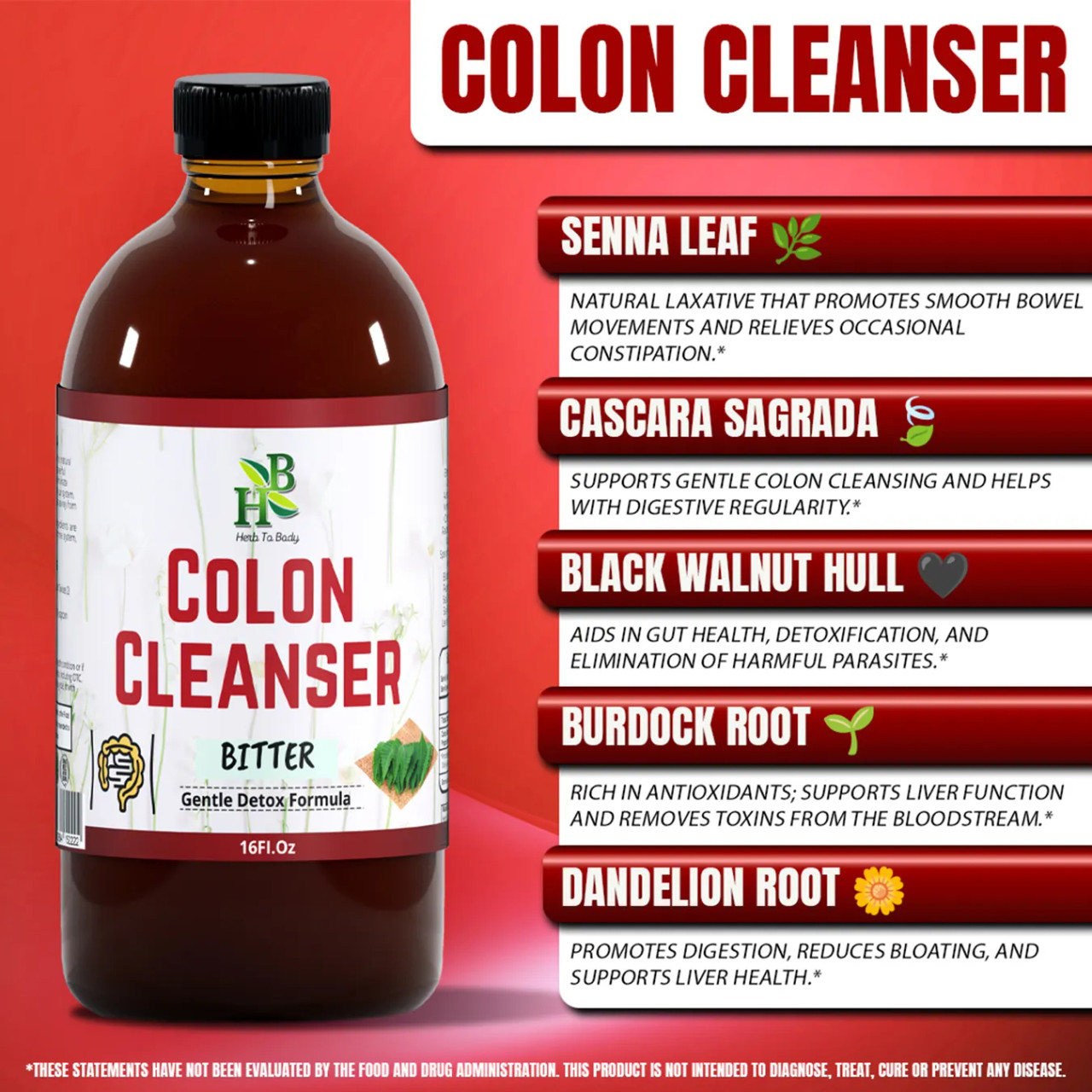 Herb to Body - Colon Cleanser Bitter - 16 oz Gentle Colon Cleansing ...