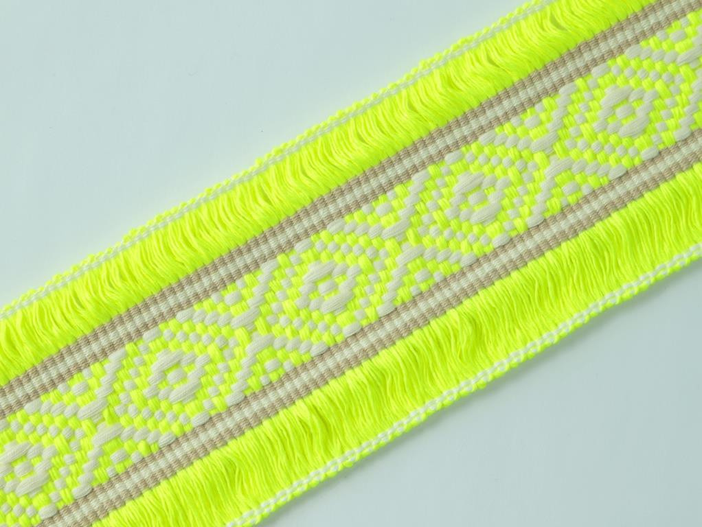 Haberdashery | Wide woven braided trim - 85mm - Neon Yellow | Fabric ...