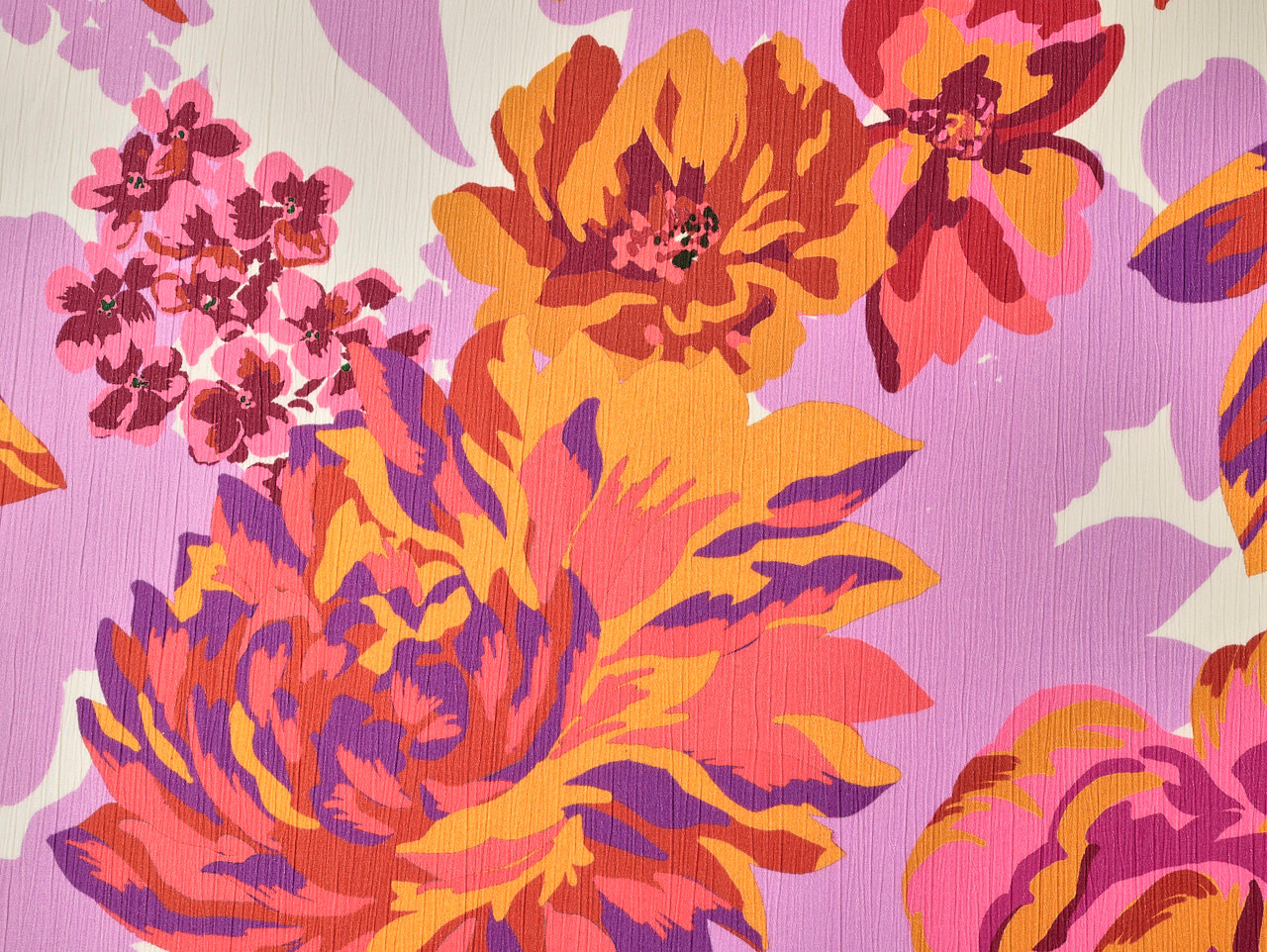 Dressmaking Fabric | Mega Bloom Floral Crinkle Viscose - Lilac | Fabric ...