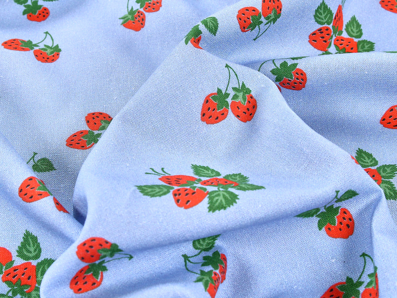 Dressmaking Fabric | Strawberry Fayre Viscose & Linen - Blue | Fabric ...