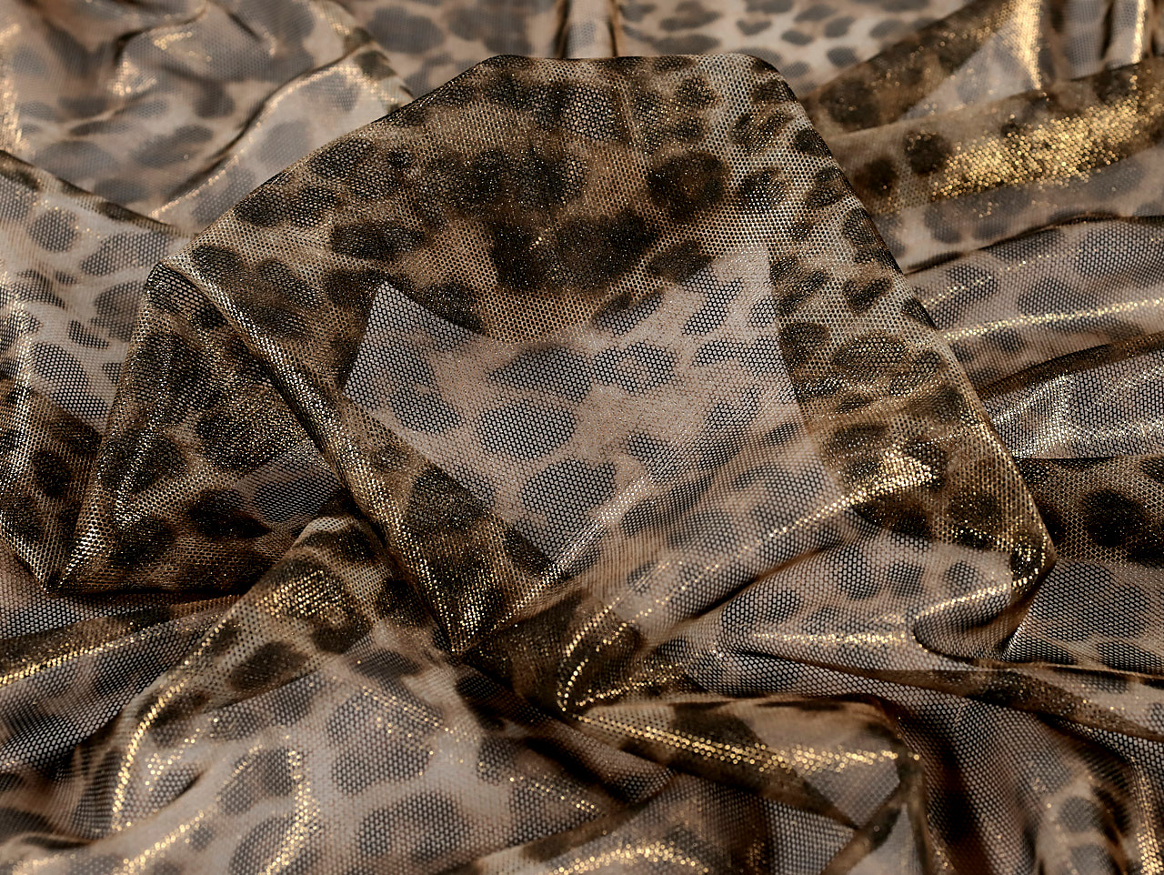 Sia Animal Print Metallic Stretch Mesh Gold